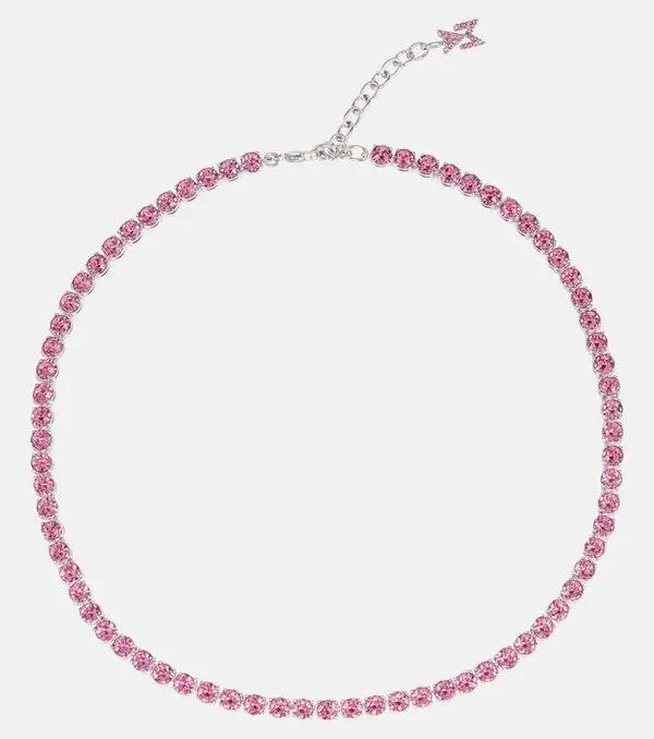 Amina Muaddi Tennis Crystal Necklace - Pink