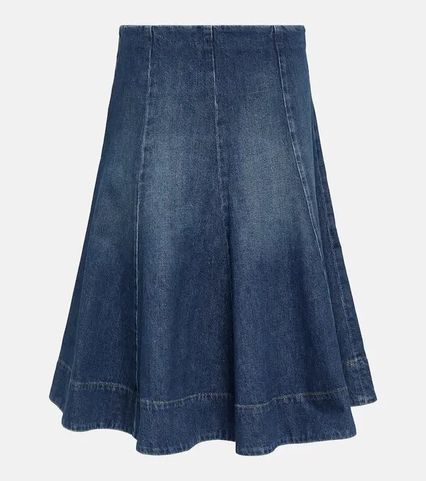 Khaite Lennox Denim Midi Skirt