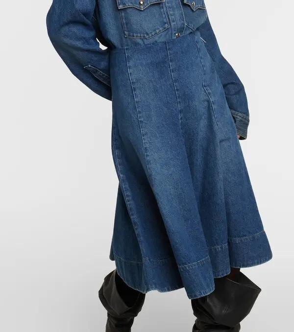 Khaite Lennox Denim Midi Skirt