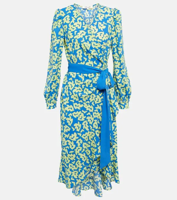 Diane Von Furstenberg Printed Tie-waist Midi Dress - Blue