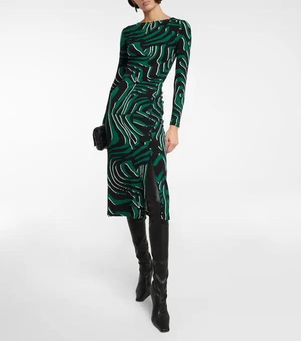 Diane Von Furstenberg Printed Fitted Midi Dress