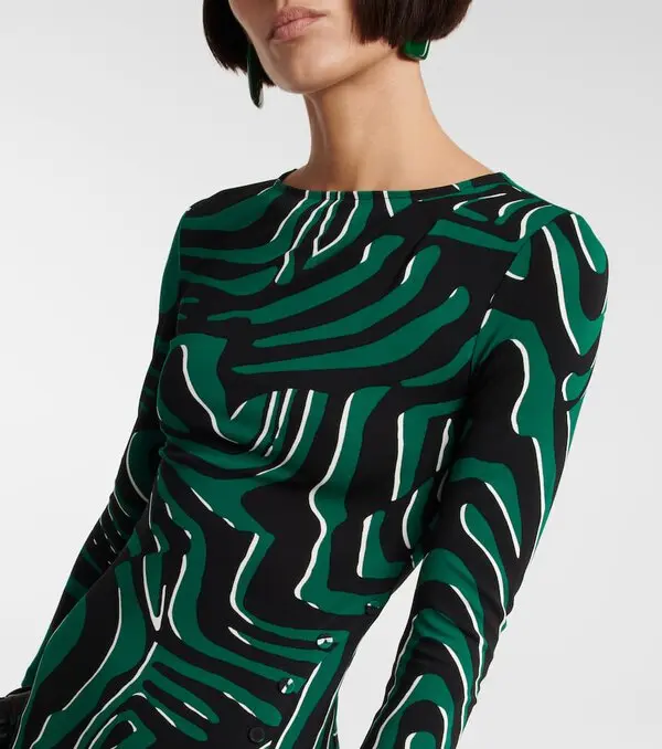 Diane Von Furstenberg Printed Fitted Midi Dress