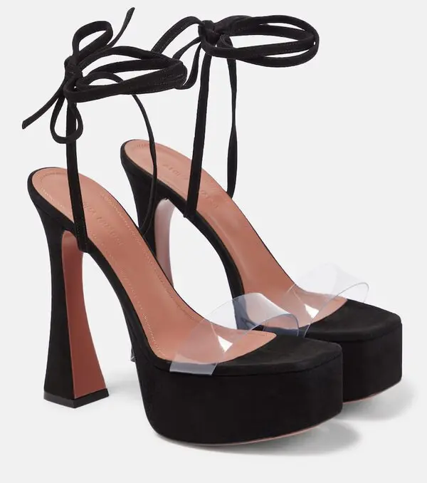 Amina Muaddi Sita Suede Platform Sandals