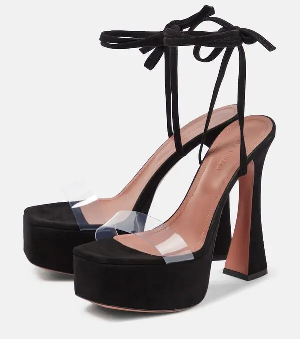 Amina Muaddi Sita Suede Platform Sandals