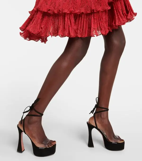 Amina Muaddi Sita Suede Platform Sandals