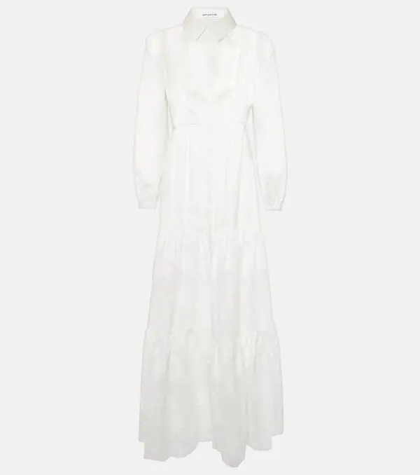 SELF-PORTRAIT Lace-trimmed Cotton Maxi Dress - White