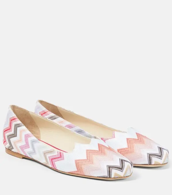Missoni Zig Zag Pointed-toe Ballerinas - Pink