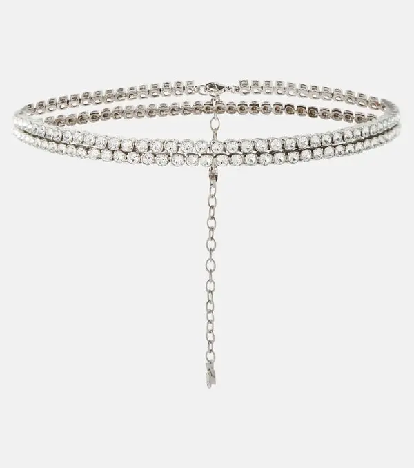 Amina Muaddi Crystal-embellished Waist Chain - Silver
