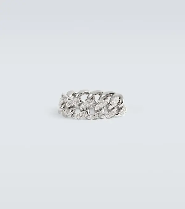 Shay Jewelry 18kt White Gold Diamond Link Ring - Silver