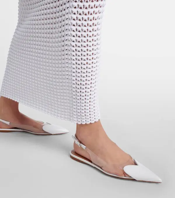 Alaïa Patent Leather And Pu Slingback Flats - White