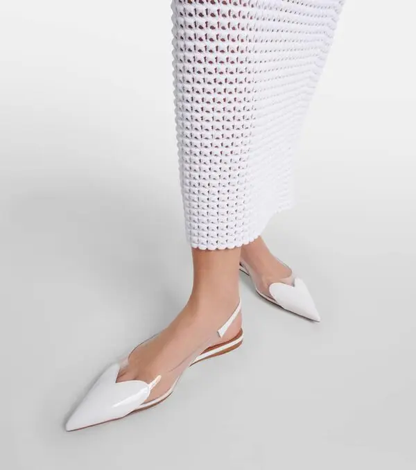 Alaïa Patent Leather And Pu Slingback Flats - White