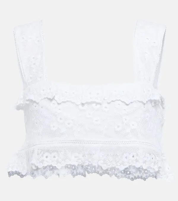 Isabel Marant Mecelia Anglaise Crop Top - White