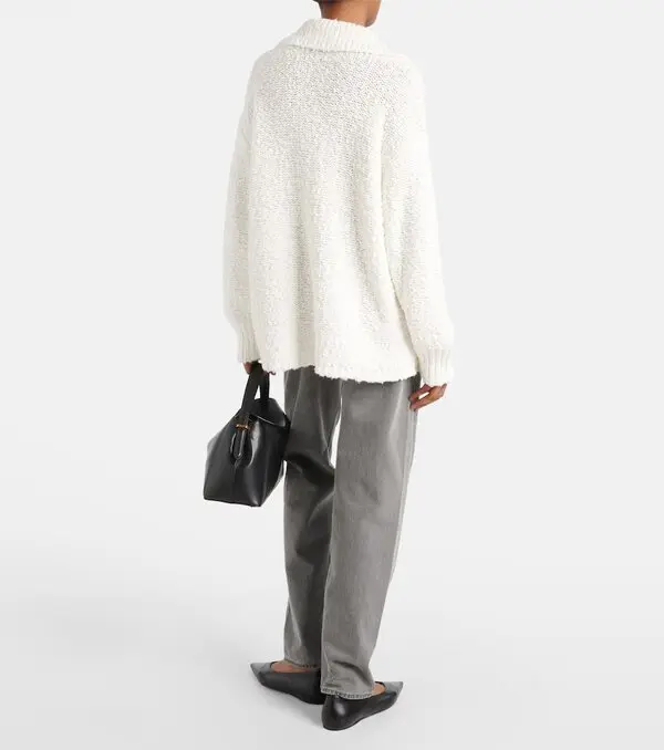 JOSEPH Textured Cotton-blend Polo Sweater