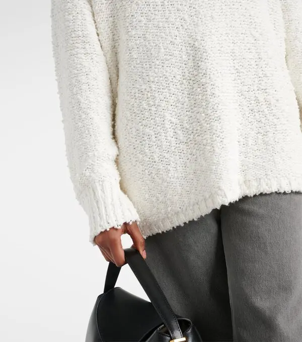 JOSEPH Textured Cotton-blend Polo Sweater