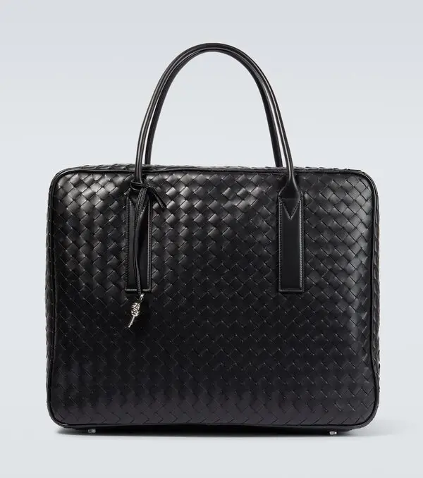 Bottega Veneta Large Intrecciato Leather Duffel Bag - Black