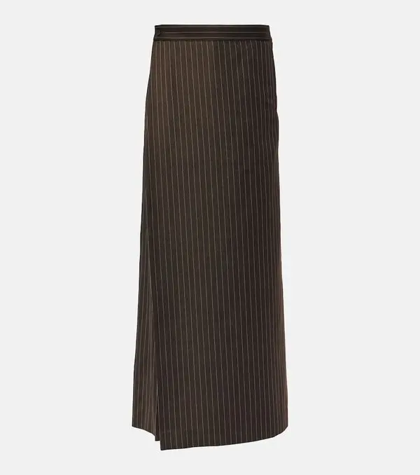 JEAN PAUL GAULTIER Pinstripe Wool-blend Maxi Skirt - Brown