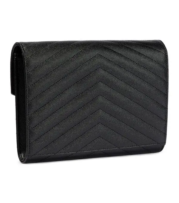 Saint Laurent Cassandre Leather Clutch - Black