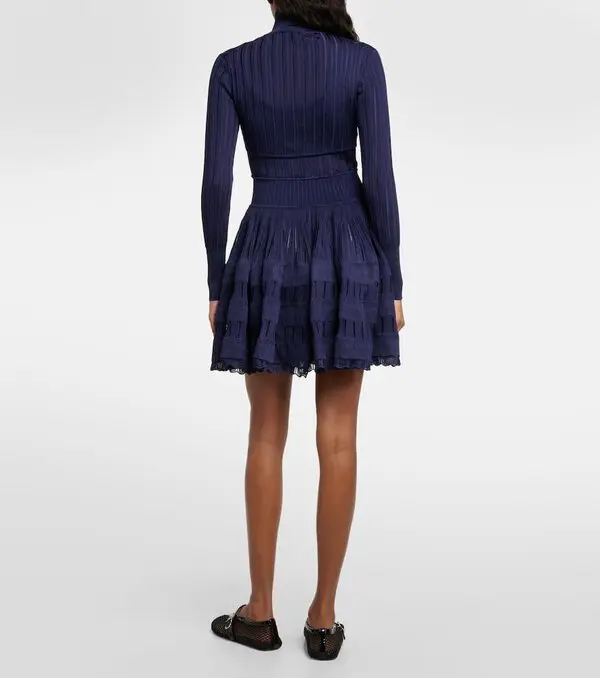 Alaïa Crinoline Cropped Cardigan - Blue