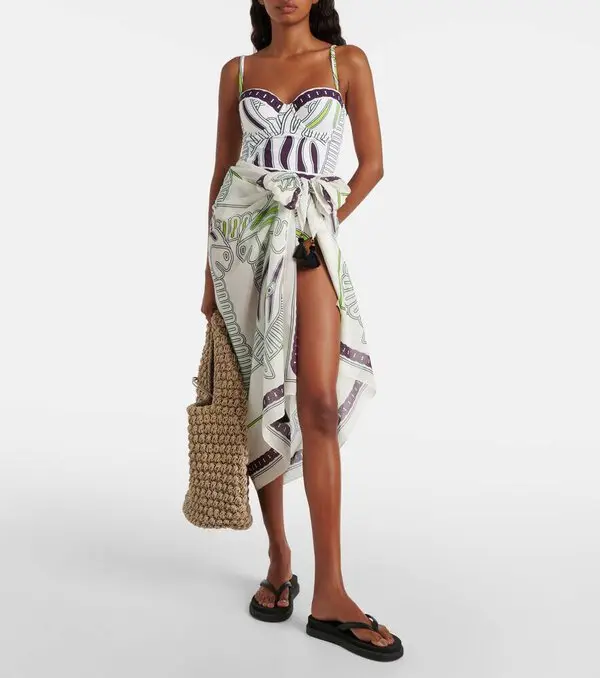 Tory Burch Printed Cotton And Silk Beach Cover-up