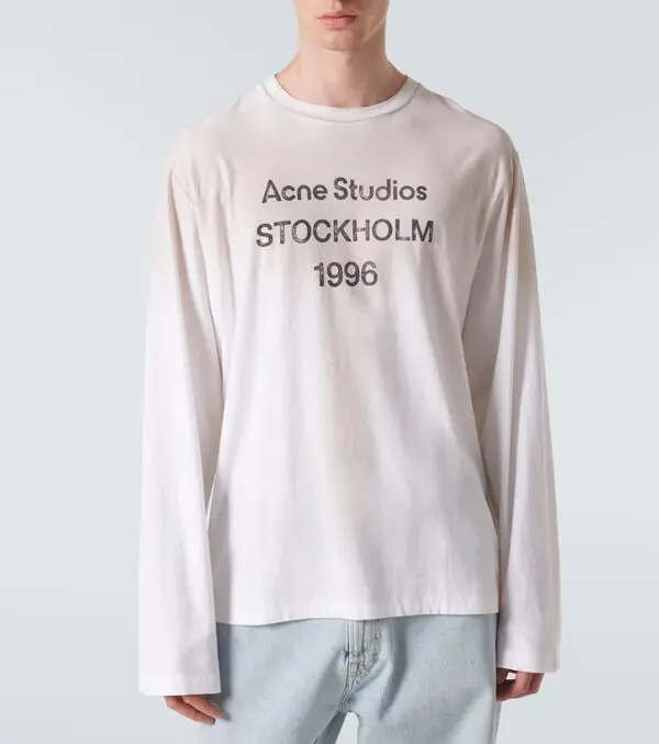 Acne Studios Logo Distressed Jersey T-shirt - White