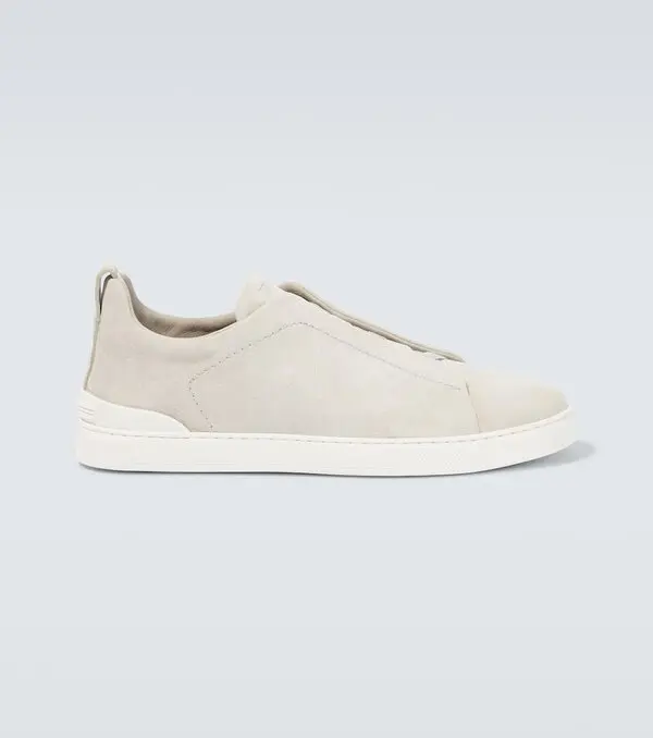 Zegna Triple Stitch Suede Sneakers - White
