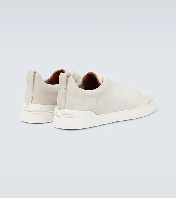 Zegna Triple Stitch Suede Sneakers - White
