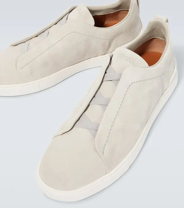 Zegna Triple Stitch Suede Sneakers - White