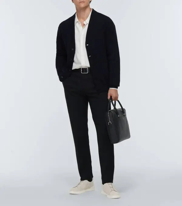 Zegna Triple Stitch Suede Sneakers - White