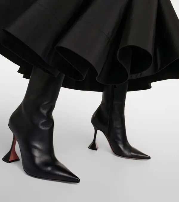 Amina Muaddi Giorgia 95 Leather Ankle Boots
