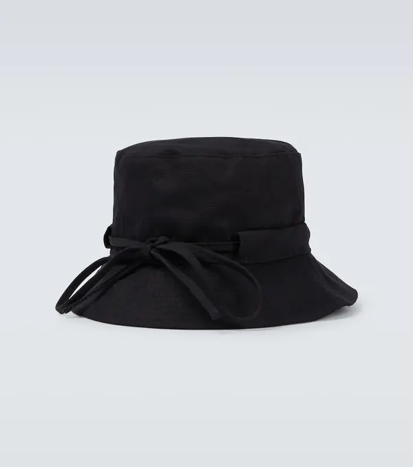 Jacquemus Cotton Bucket Hat With Tie Detail