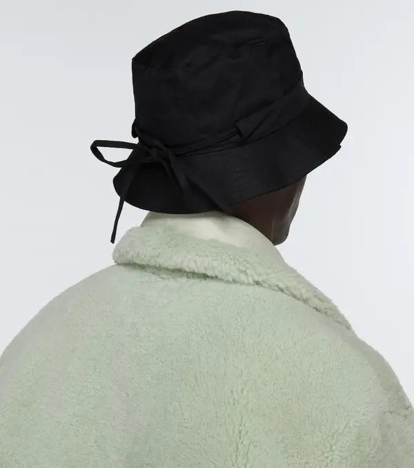 Jacquemus Cotton Bucket Hat With Tie Detail