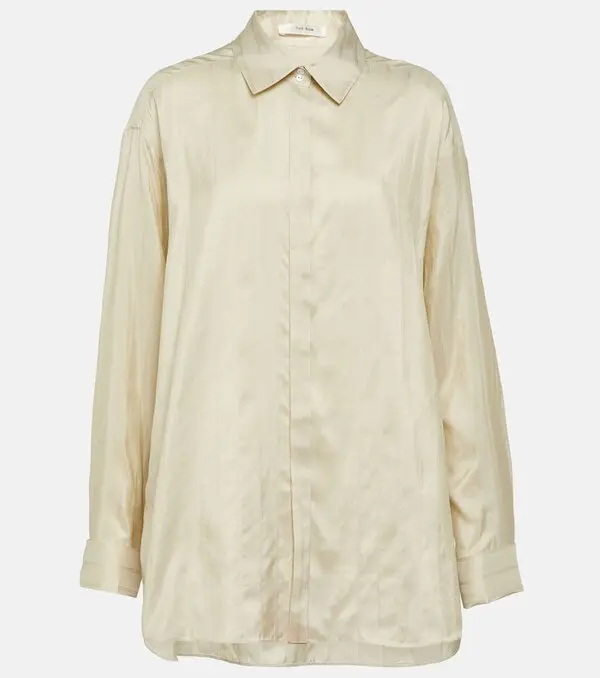 THE ROW Nomoon Jacquard Silk Poplin Shirt