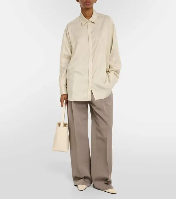THE ROW Nomoon Jacquard Silk Poplin Shirt