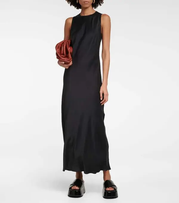 Asceno Valencia Silk Twill Maxi Dress