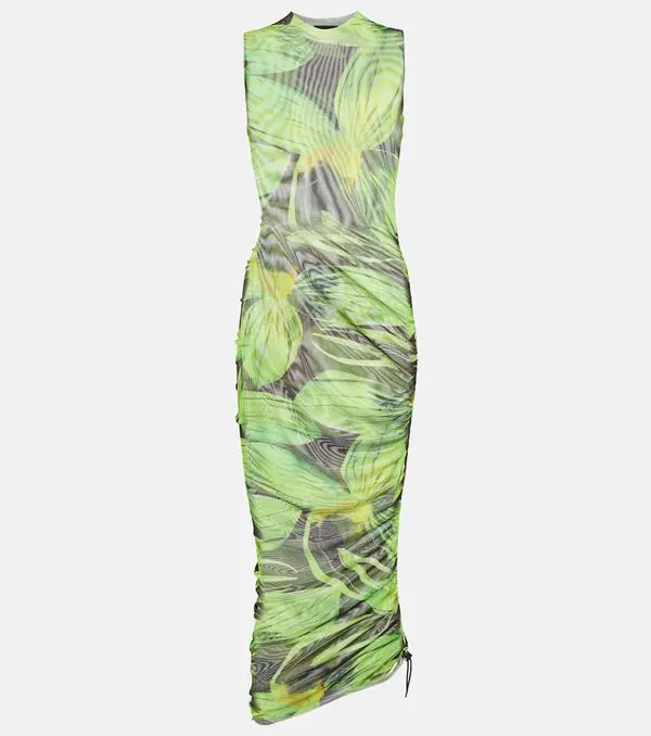 LOUISA BALLOU Heatwave Printed Mesh Midi Dress - Multicoloured