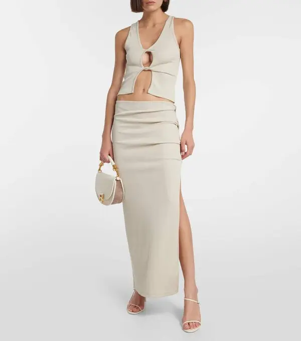 Christopher Esber Open Twist Ribbed Maxi Skirt - Beige