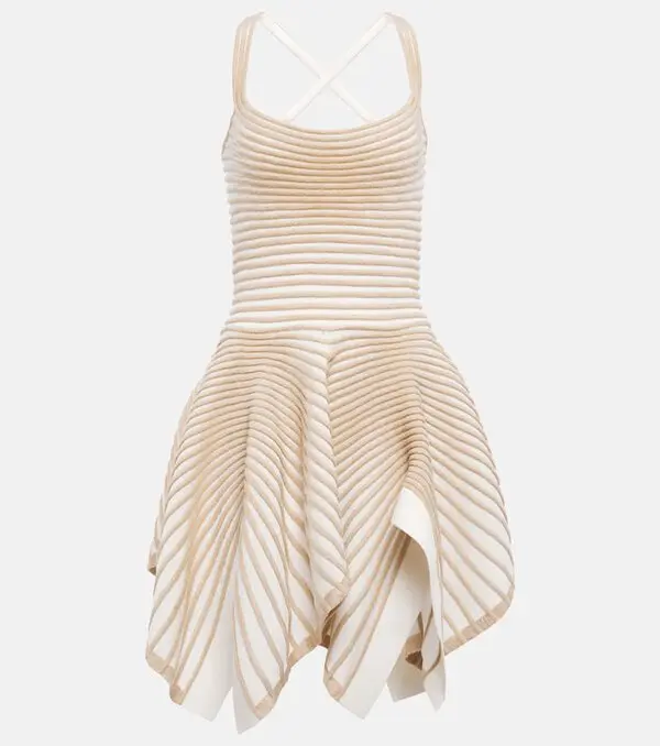 Alaïa Crepe And Chenille Minidress - Beige