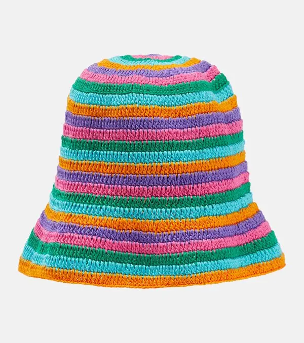 Anna Kosturova Striped Crochet Bucket Hat - Multicoloured