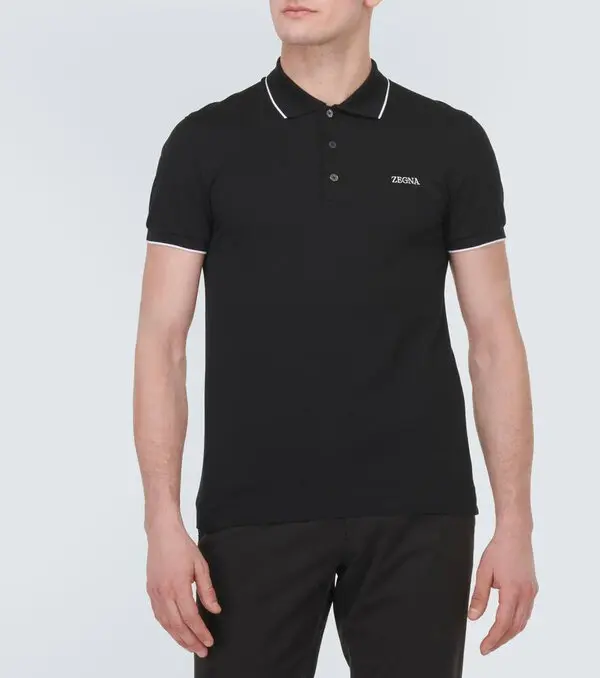 Zegna Cotton-blend Polo Shirt - Black