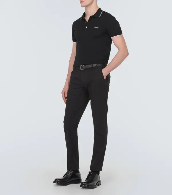 Zegna Cotton-blend Polo Shirt - Black