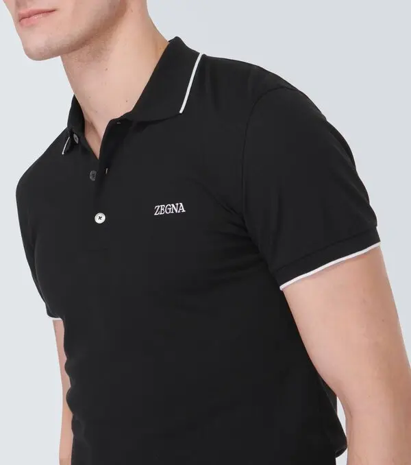 Zegna Cotton-blend Polo Shirt - Black