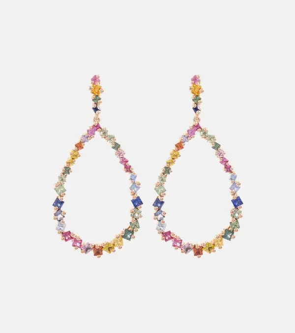SUZANNE KALAN 18kt Rose Gold Drop Earrings With Sapphires - Multicoloured