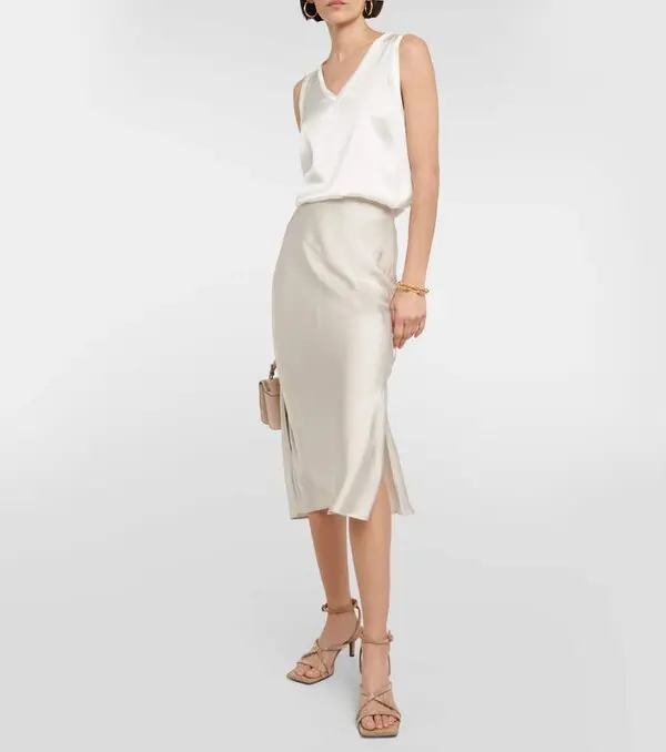 Brunello Cucinelli Satin Midi Skirt