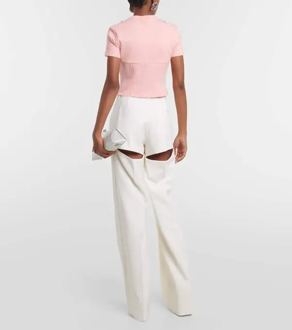 AREA Embellished Jersey T-shirt - Pink