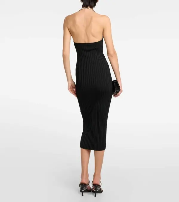 Galvan Rhea Metallic-knit Midi Dress