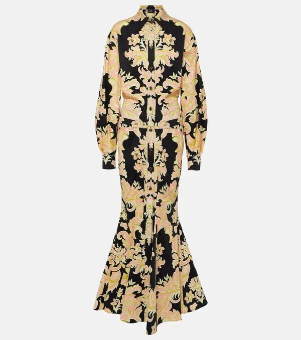 Etro Printed Cotton-blend Maxi Shirt Dress