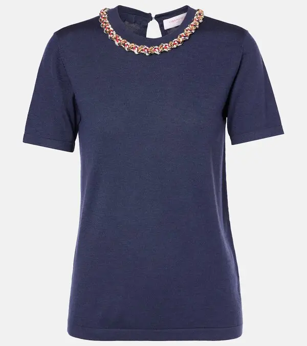 Carolina Herrera Embellished Wool And Silk Sweater