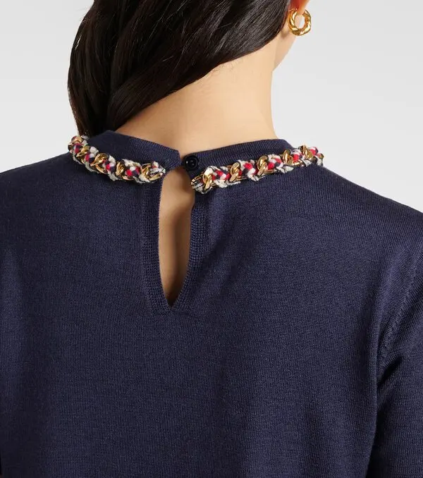 Carolina Herrera Embellished Wool And Silk Sweater