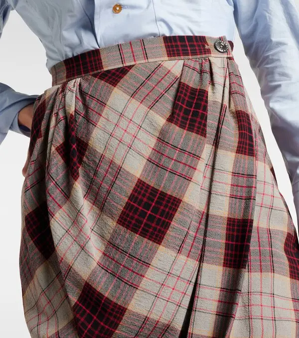 VIVIENNE WESTWOOD Drunken Drape Checked Midi Skirt