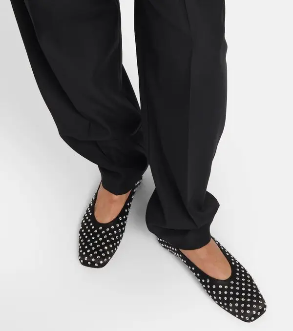 Magda Butrym Embellished Satin Ballet Flats - Black